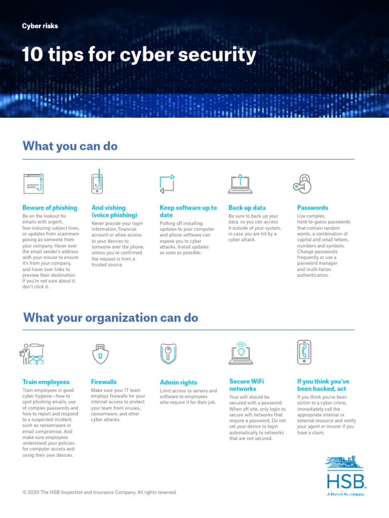 HSB Cyber Ten Security Tips | PDF | Security | Computer Security