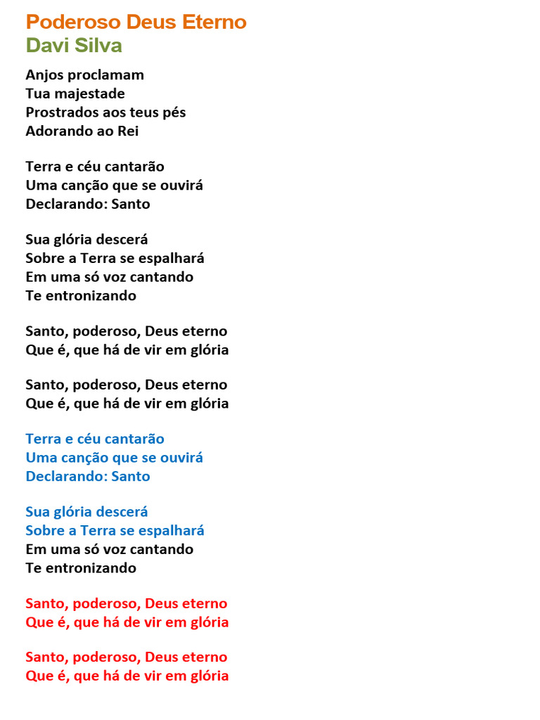 Poderoso Deus Eterno - Davi Silva | PDF