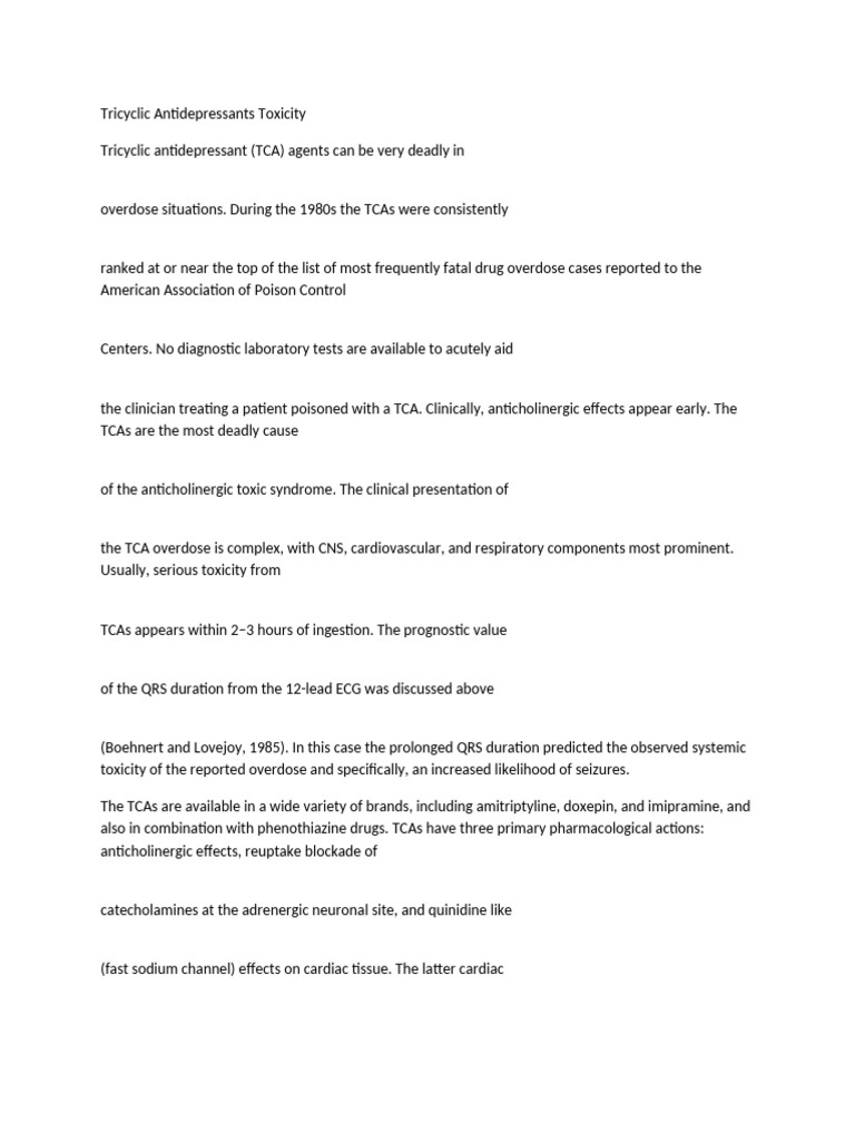 Tricyclic Antidepressants Toxicity | PDF | Medical Specialties ...