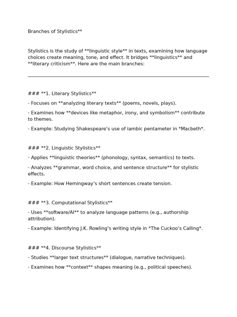 Overview of Stylistics Branches | PDF