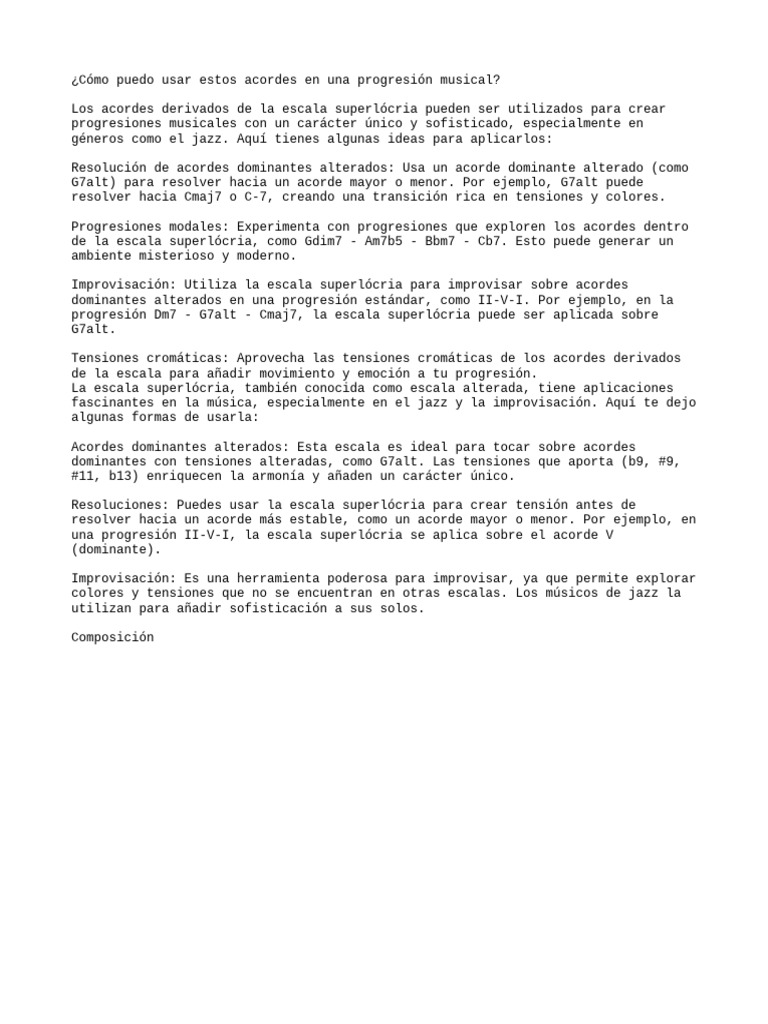 Acordes en Una Progresión Musical Con La Superlócria | PDF
