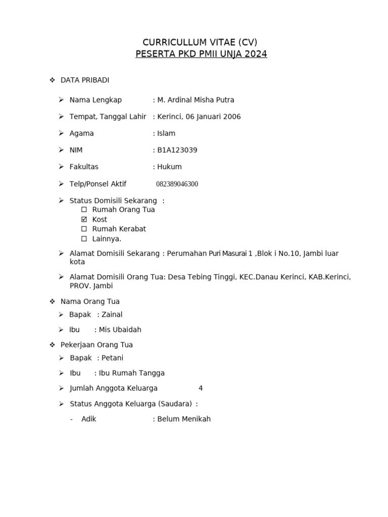 Curricullum Vitae Ardinal | PDF