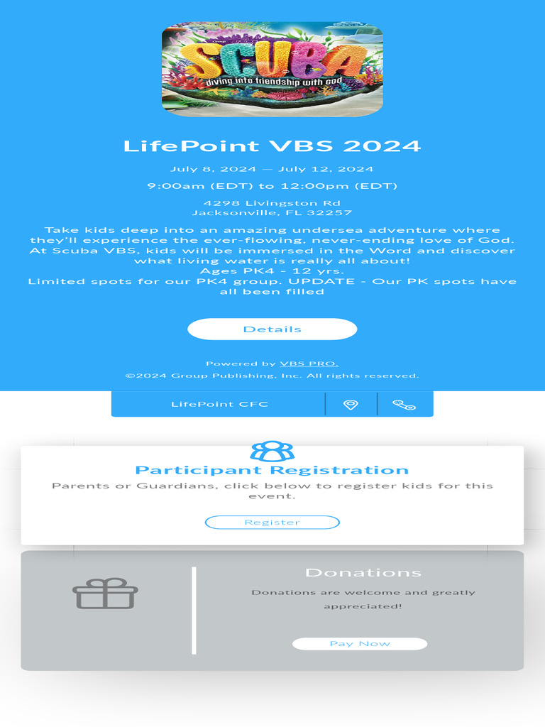 LifePoint VBS 2024 Registration Info | PDF