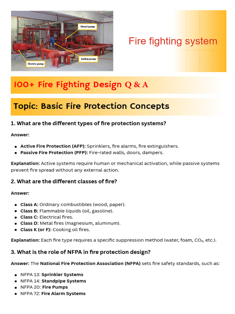 100 Fire Fighting Design Q a Basic Fire Protection 1743008157 | PDF ...