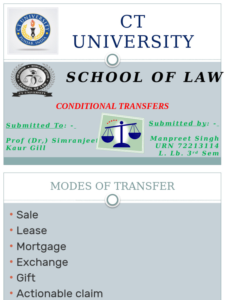 Transfer of Property Act | PDF | Common Law | Justice