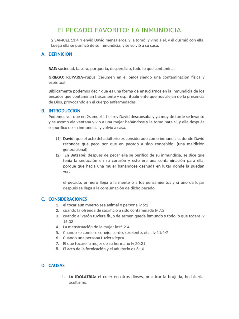 Inmundicia: El Pecado de David | PDF | David | Pecado