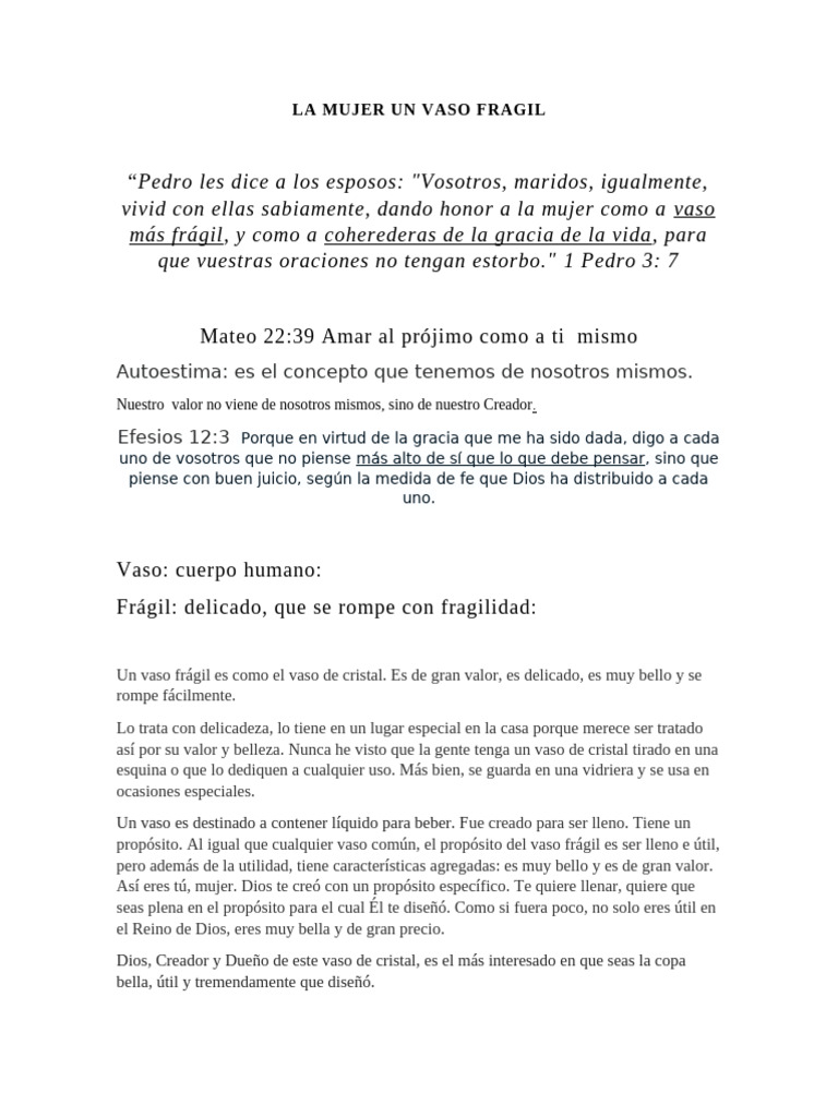 La Mujer como Vaso Frágil en la Biblia | PDF | Jesús | Contenido bíblico