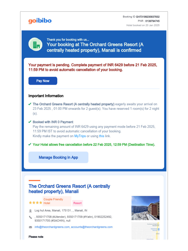 Booking Confirmation Voucher-1 | PDF | Fee | Hotel