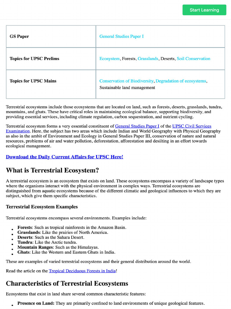 Terrestrial Ecosystems - Meaning, Characteristics, Types & Significance ...