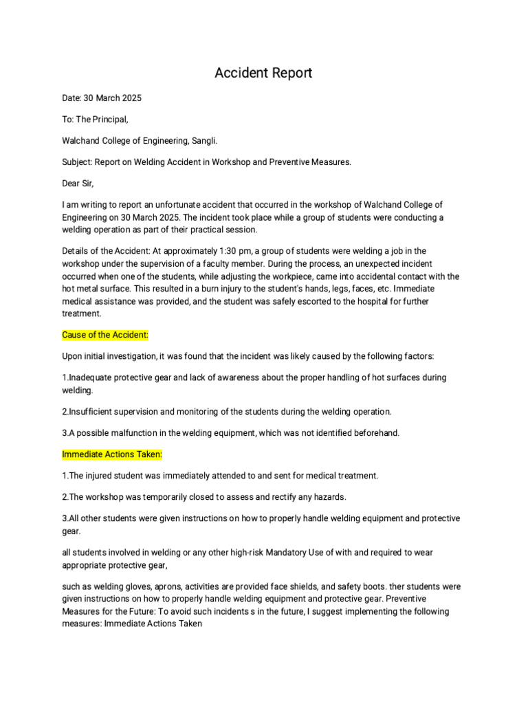 Atharv Accident Report-WPS Office | PDF | Personal Protective Equipment ...