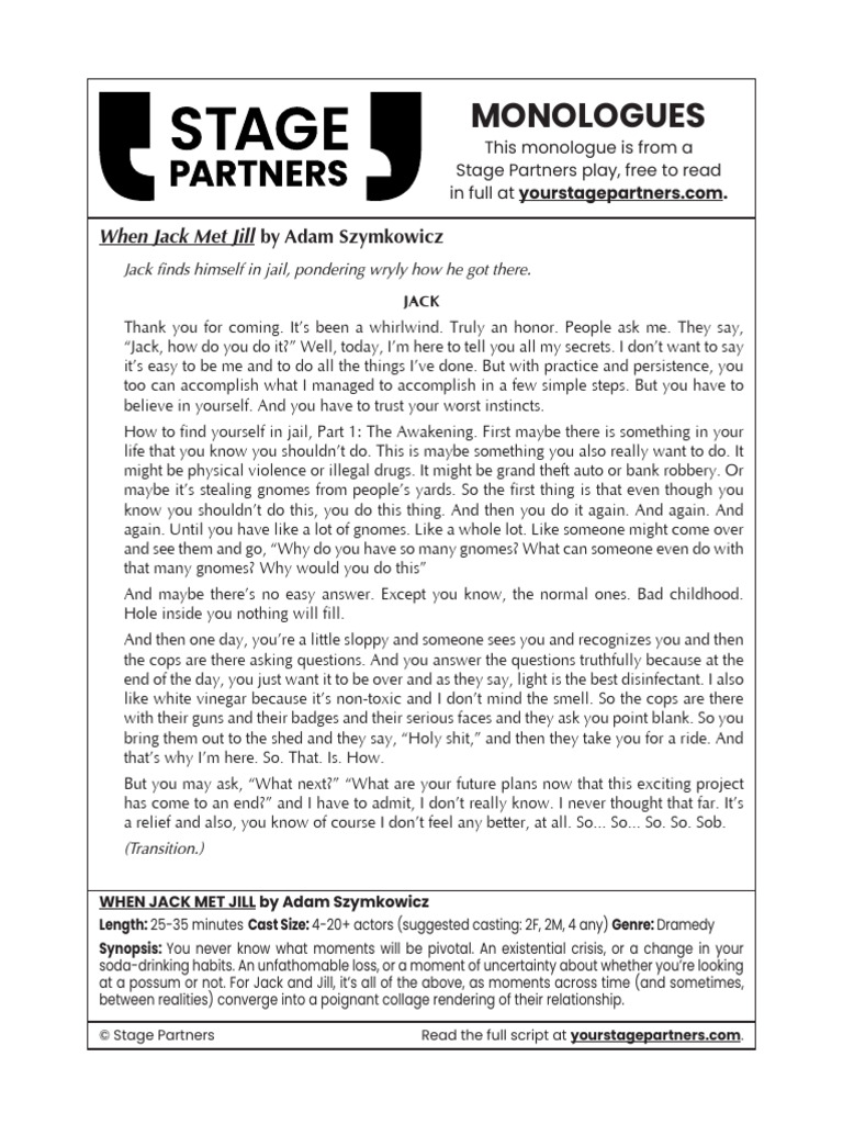 Jack's Monologue from "When Jack Met Jill" | PDF