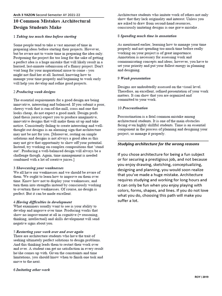 Common Mistakes in Architecture Design | PDF | Neuroscience | Behavior ...