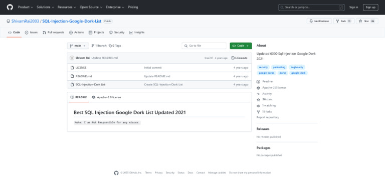 GitHub - ShivamRai2003 - SQL-Injection-Google-Dork-List - Updated 6000 SQL Injection Google Dork ...