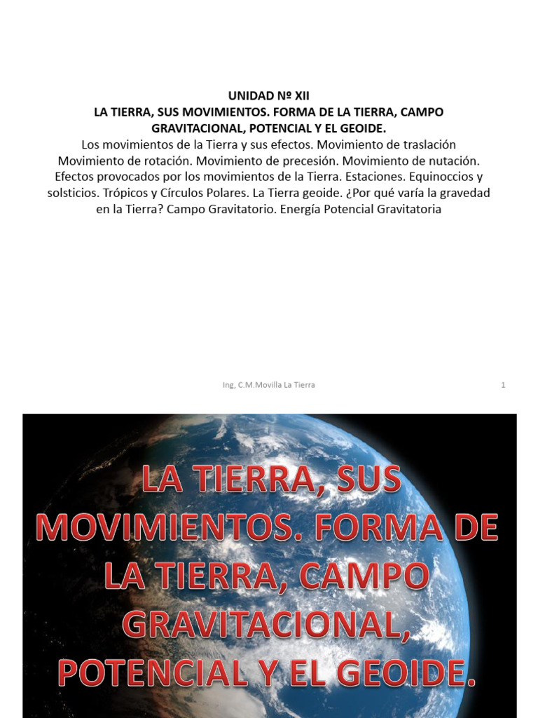 Movimientos de la Tierra y sus Efectos | PDF | Gravedad | Campo (física)