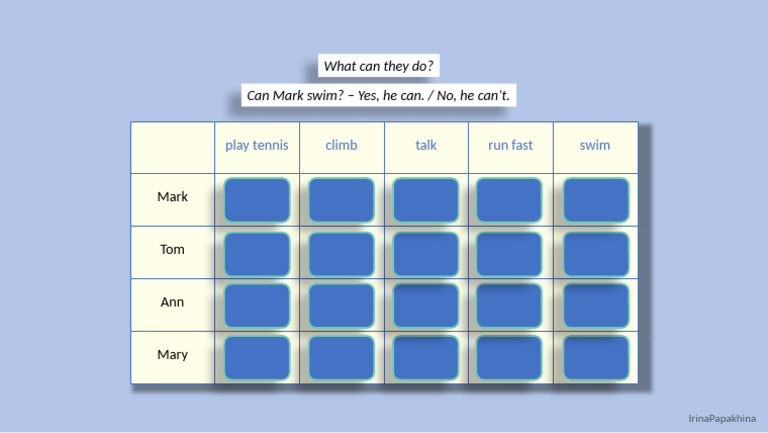 What Can They Do? Can Mark Swim? - Yes, He Can. / No, He Can't | PDF
