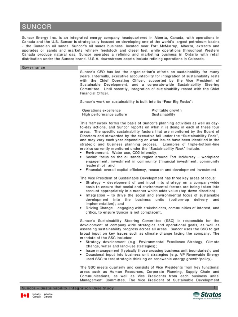 SI Report Case Study Suncor | PDF | Oil Sands | Life Cycle Assessment