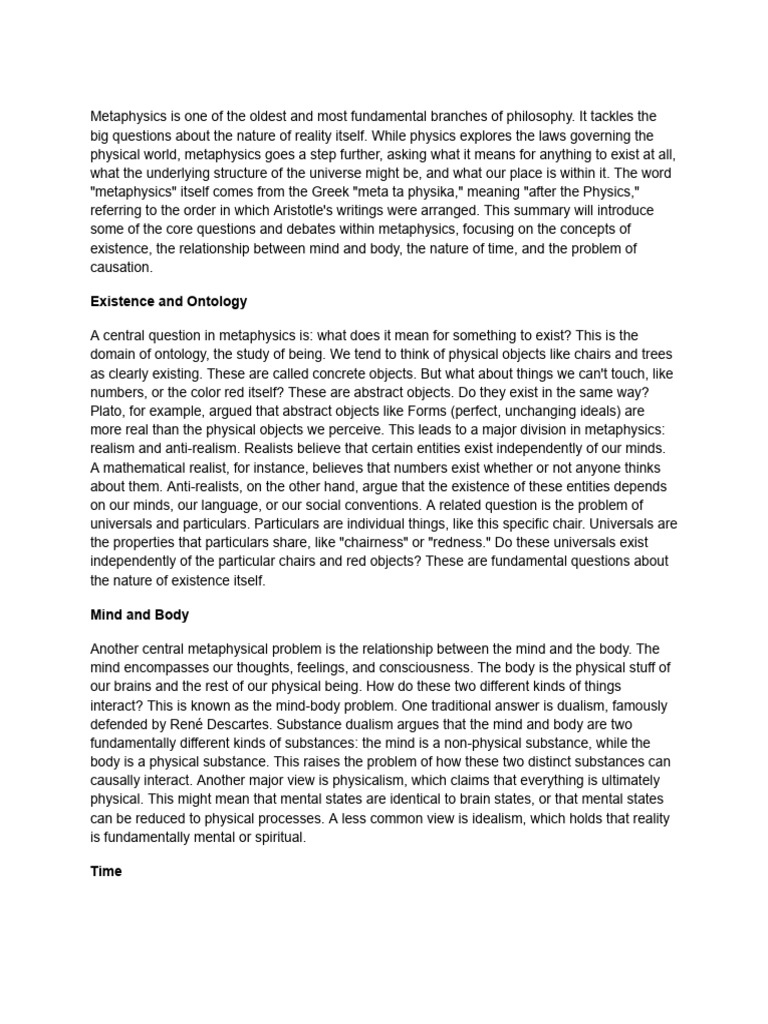 Metaphysics Itroduction | PDF | Metaphysics | Causality