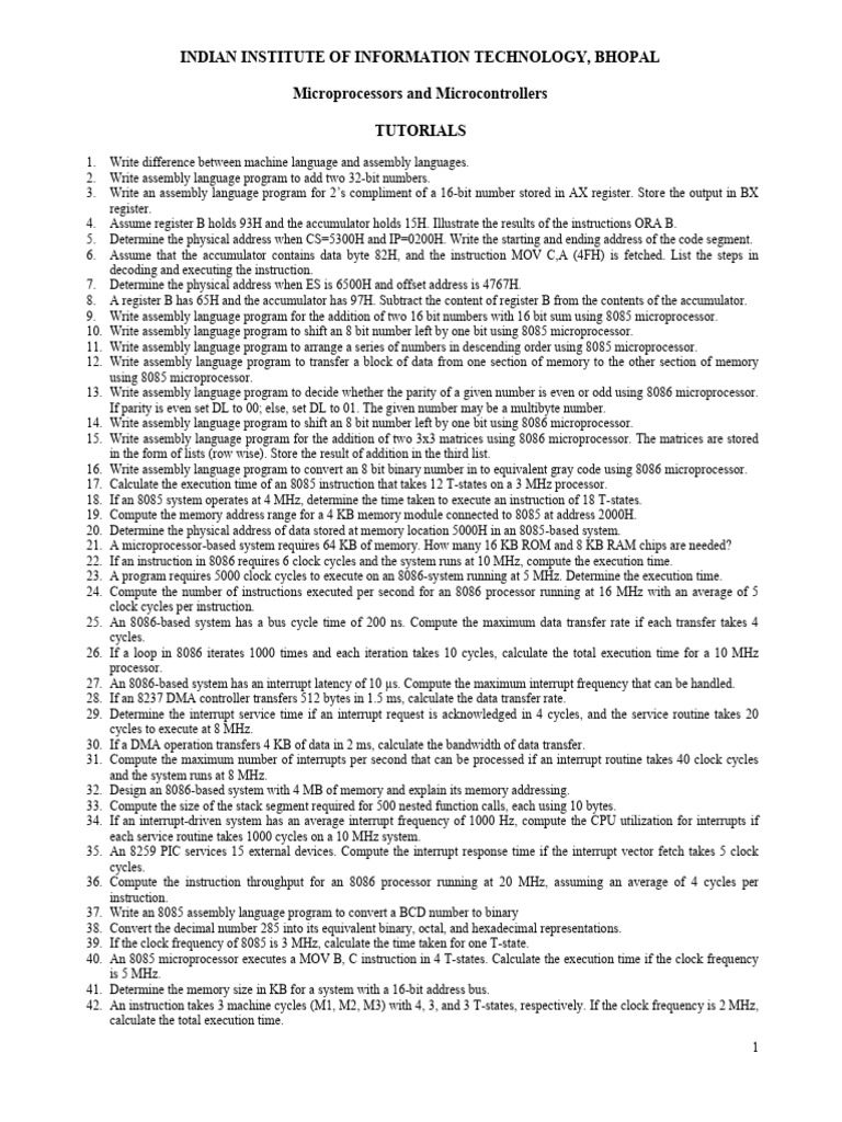 Tutorial Microprocessors 2025 | PDF | Analog To Digital Converter | Central Processing Unit
