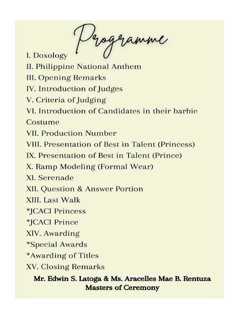 Prince & Princess Program | PDF