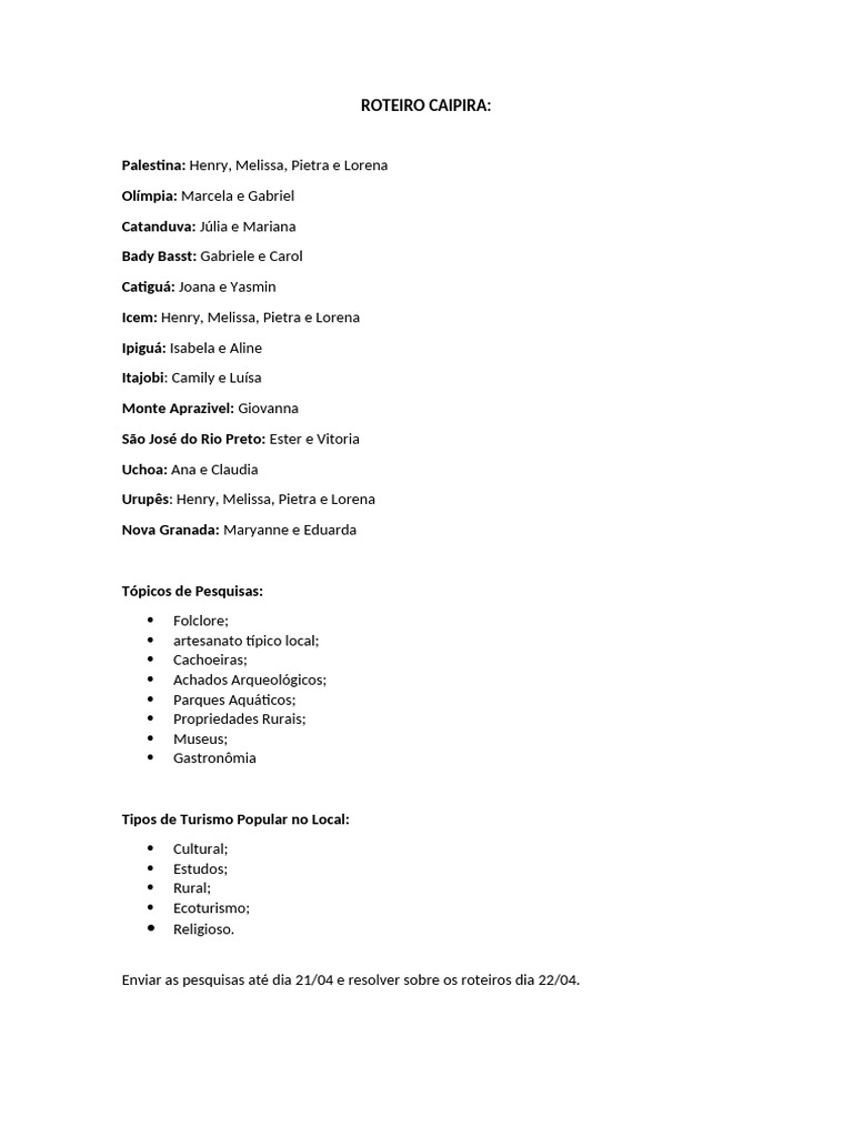 Roteiro Caipira | PDF