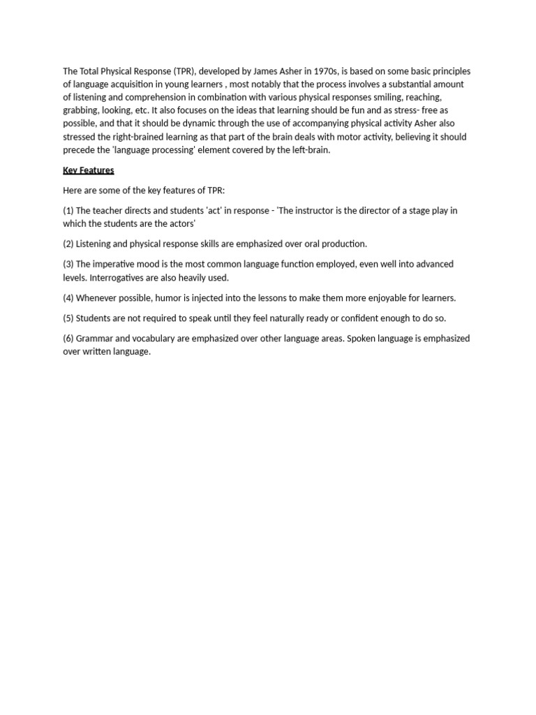 Total Physical Response Overview | PDF