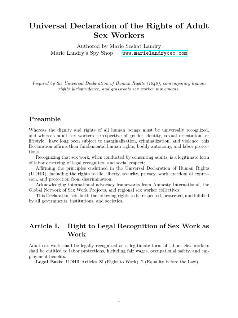 Rights of Adult Sex Workers Declaration | PDF | Human Rights ...