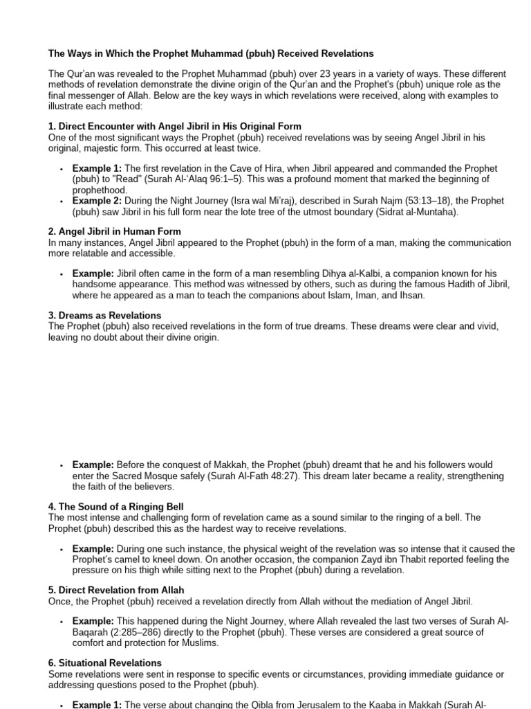 Types of Revelation Extended | PDF | Muhammad | Revelation