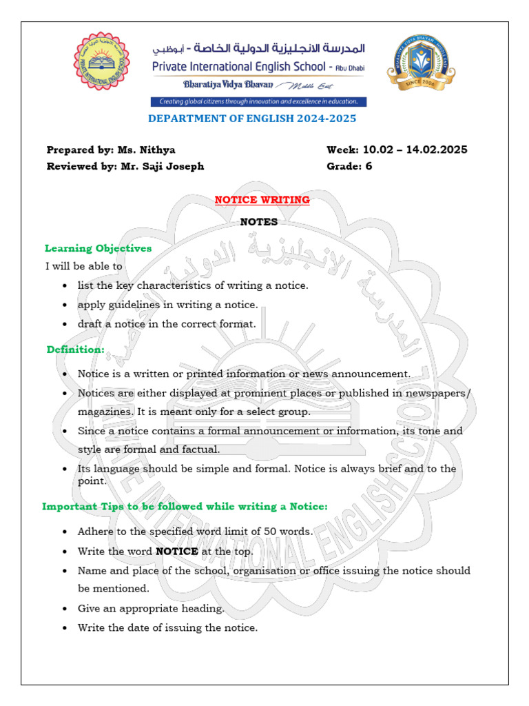Notice Writing Guidelines for Students | PDF | Human Communication