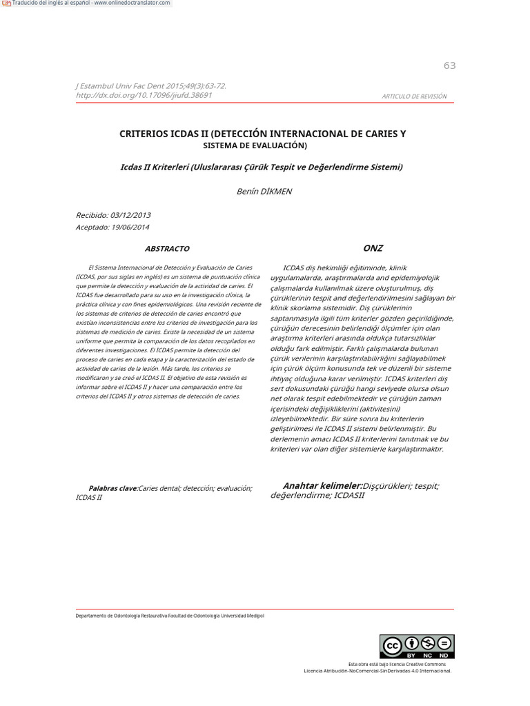 Criterios ICDAS II para Detección de Caries | PDF | Esmalte de dientes ...