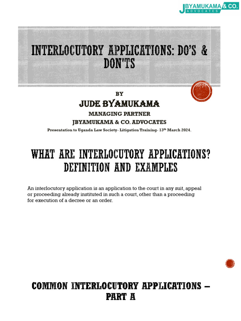 ULS Presentation by Jude Byamukama 1 | PDF | Lawsuit | Affidavit