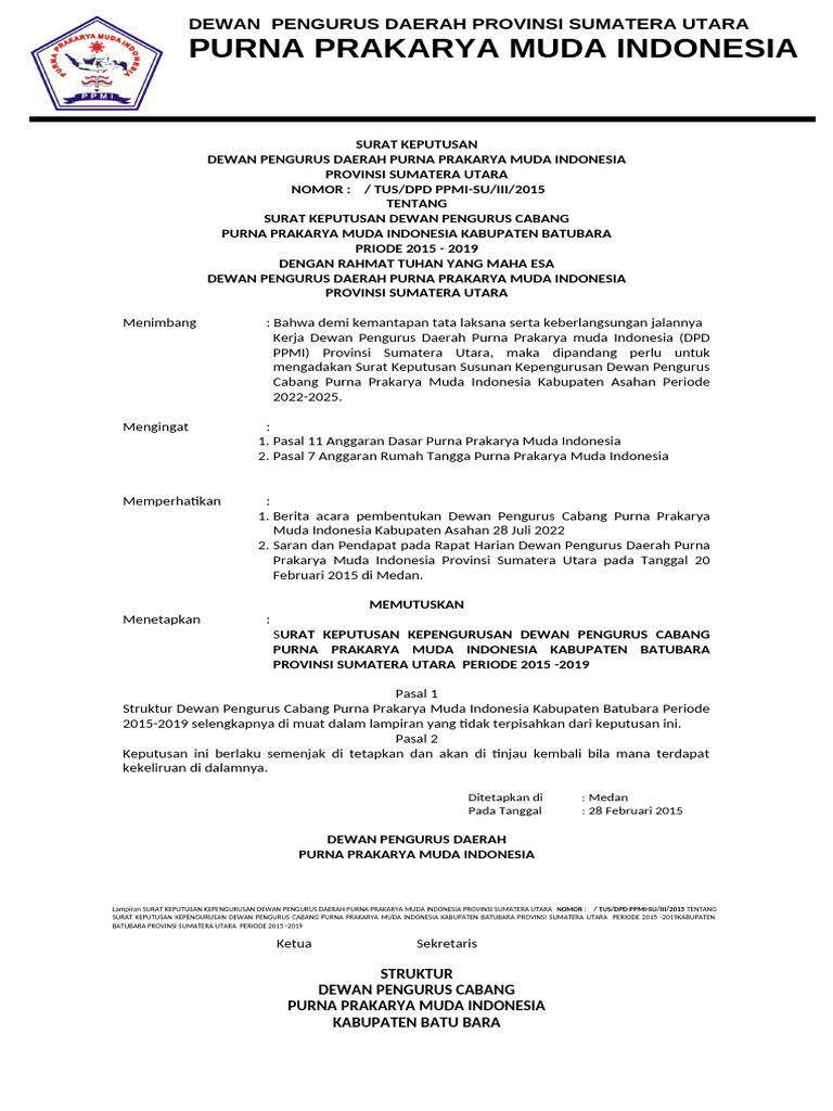 Surat SK DPC Batubara | PDF