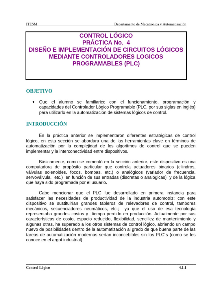 Introducción a Controladores Lógicos PLC | PDF | Controlador lógico ...