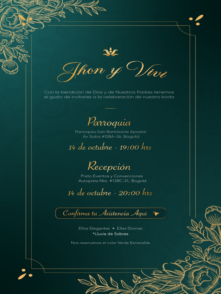 Invitación Boda en Bogotá: Prato Eventos | PDF