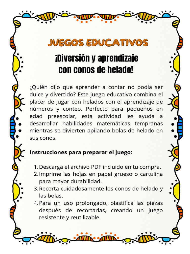Juego 3 - Conteo Con Conos de Helado | PDF