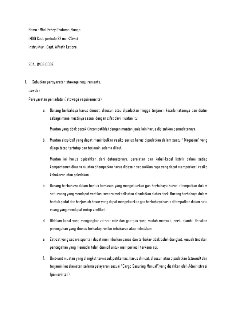 Contoh Sertifikat IMDG Code | PDF