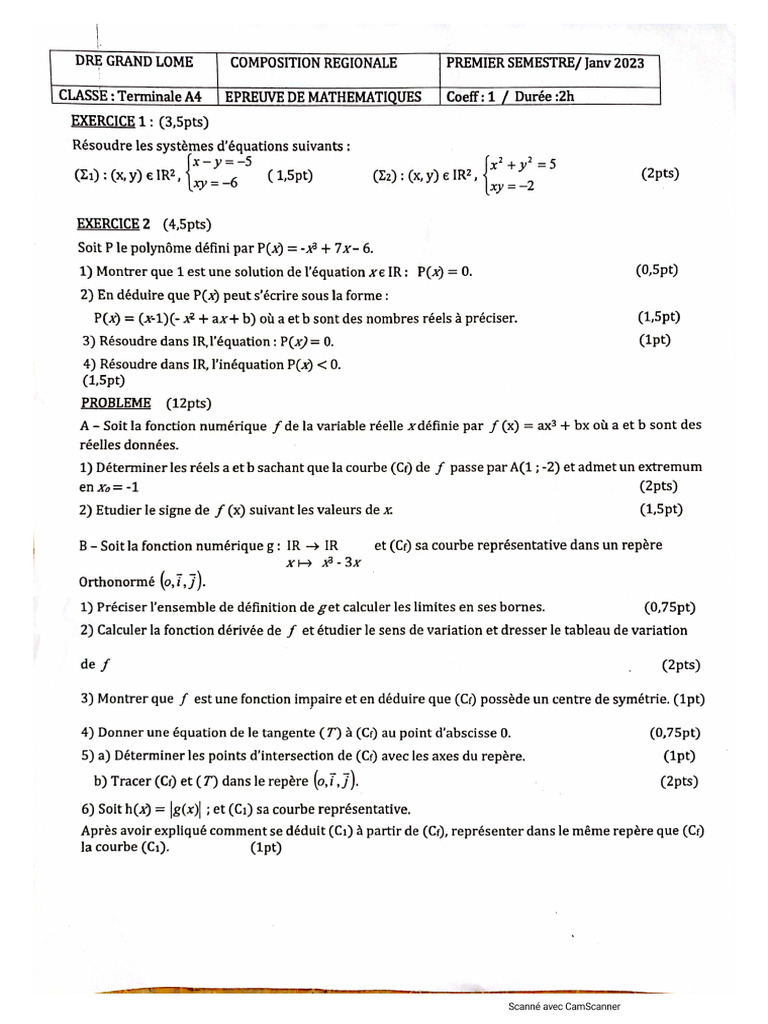 Maths Tle A4 Compo Grand Lomé - 084009 | PDF