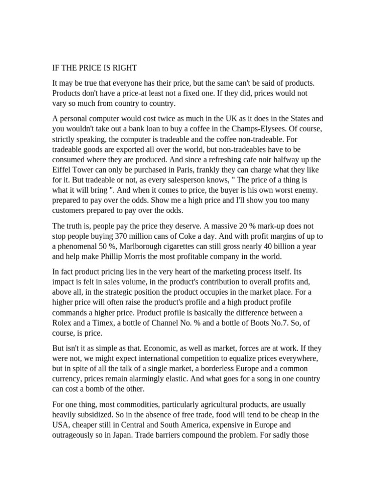 If The Price Is Right | PDF