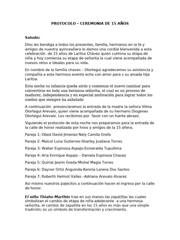 PROTOCOLO 15 Años | PDF