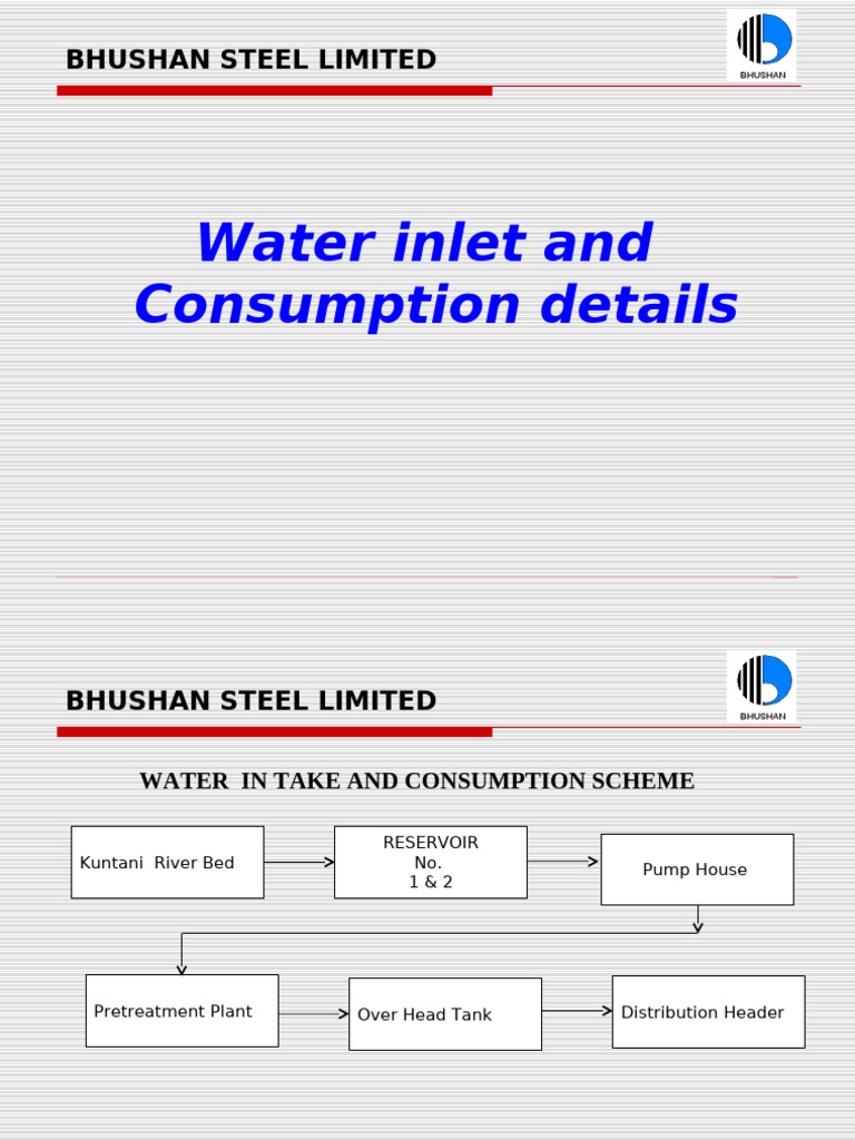 Water Inlet and Consumption Details 5 Mty | PDF | Water | Chemical Engineering