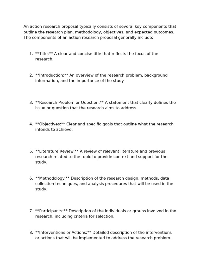 Action Research Proposal Components | PDF