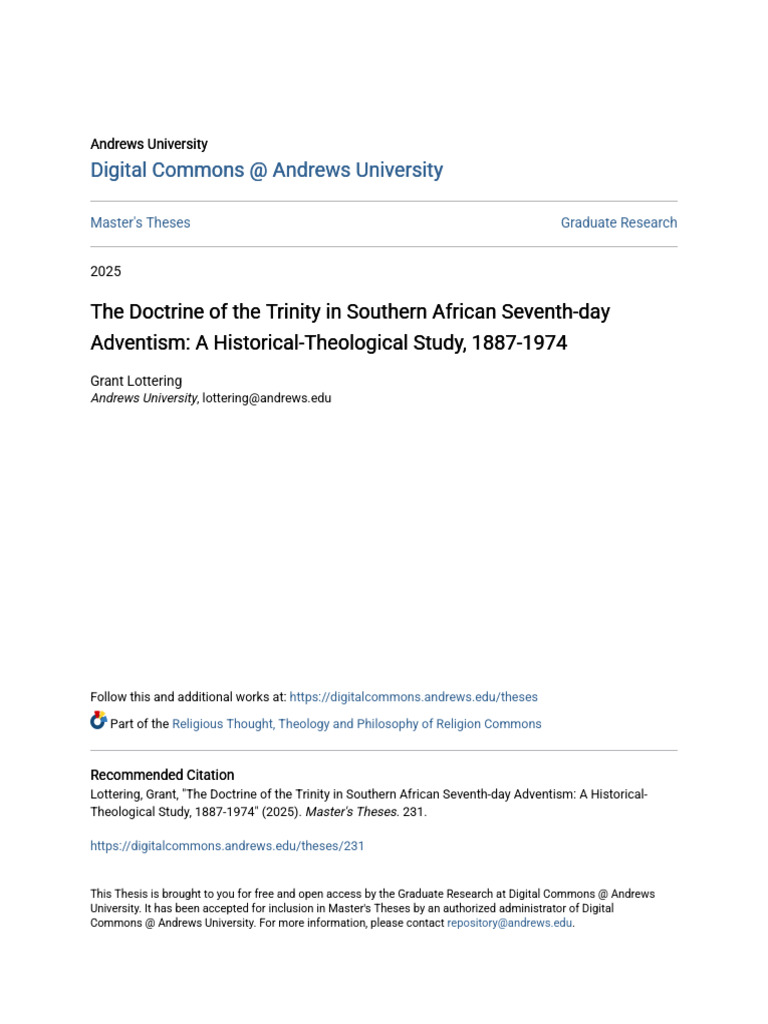 The Doctrine of the Trinity in Southern African Seventh-day Adven | PDF ...