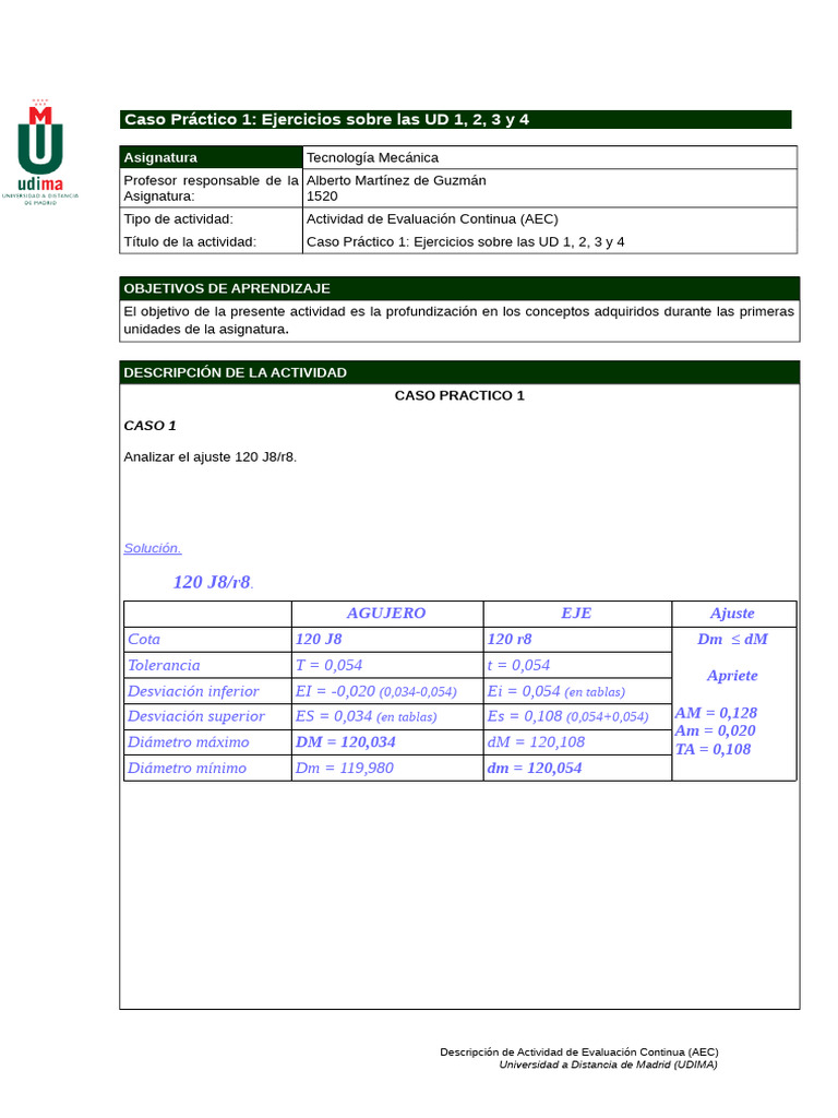 AEC 1 - Caso Practico 1 - UD 1 A 4 SOLUCIÓN - Tecnología Mecánica | PDF | Viga (Estructura ...