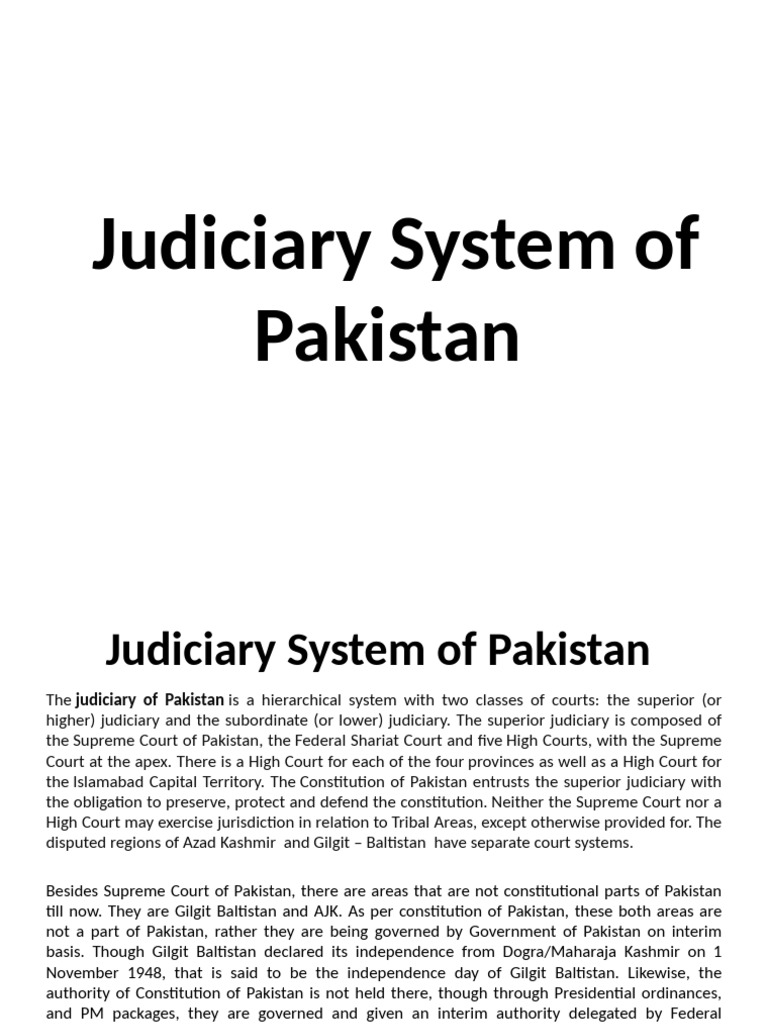 Judiciary System of Pakistan - Presentation | PDF | Government ...