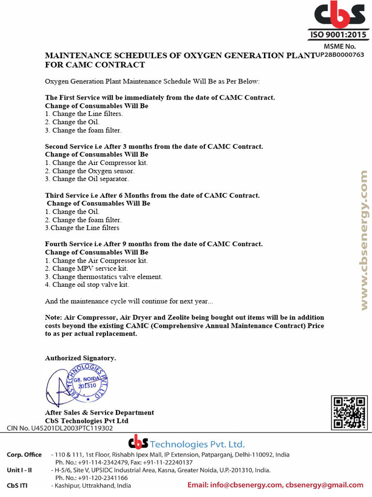 Maintenace Schedule | PDF