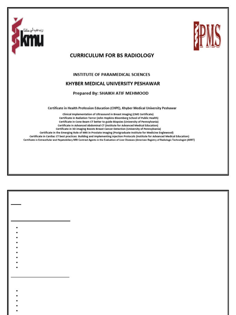BS Radiology Curriculum Overview | PDF | Abdomen | Medical Imaging