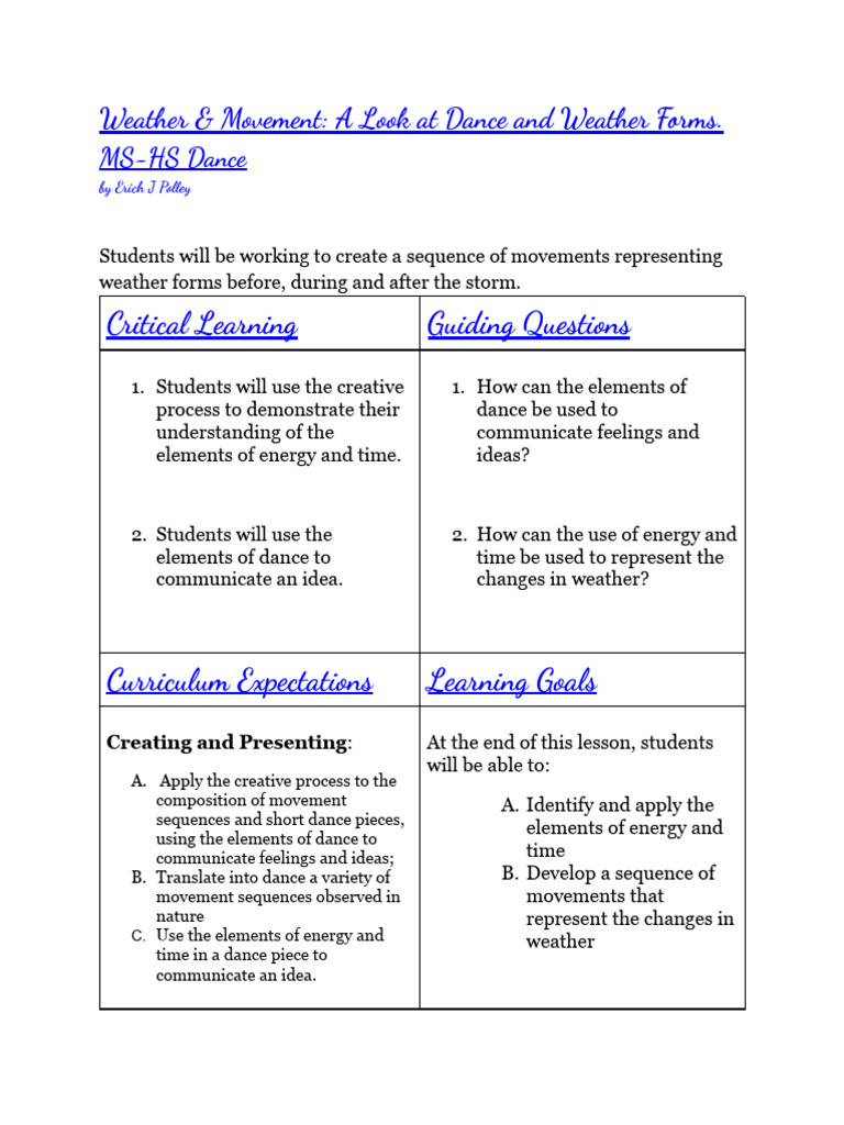 Weather & Movement - A Look at Dance and Hurricanes | PDF ...