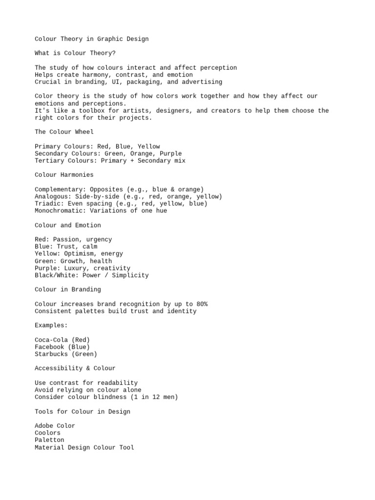 Colour Theory in Graphic Design | PDF