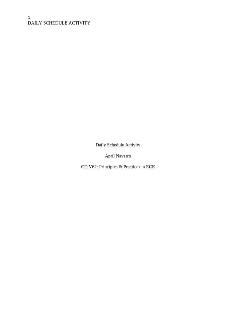 CD V62 Daily Schedule Activity - 1 | PDF | Cognitive Psychology ...