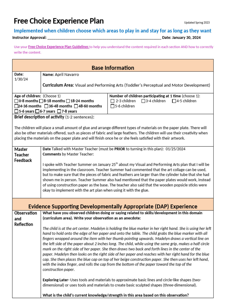 VPA Free Choice Plan Final | PDF | Vocabulary | Adhesive