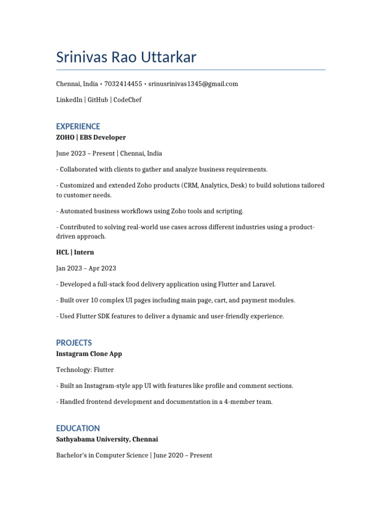 Srinivas_Rao_Uttarkar_Resume | PDF